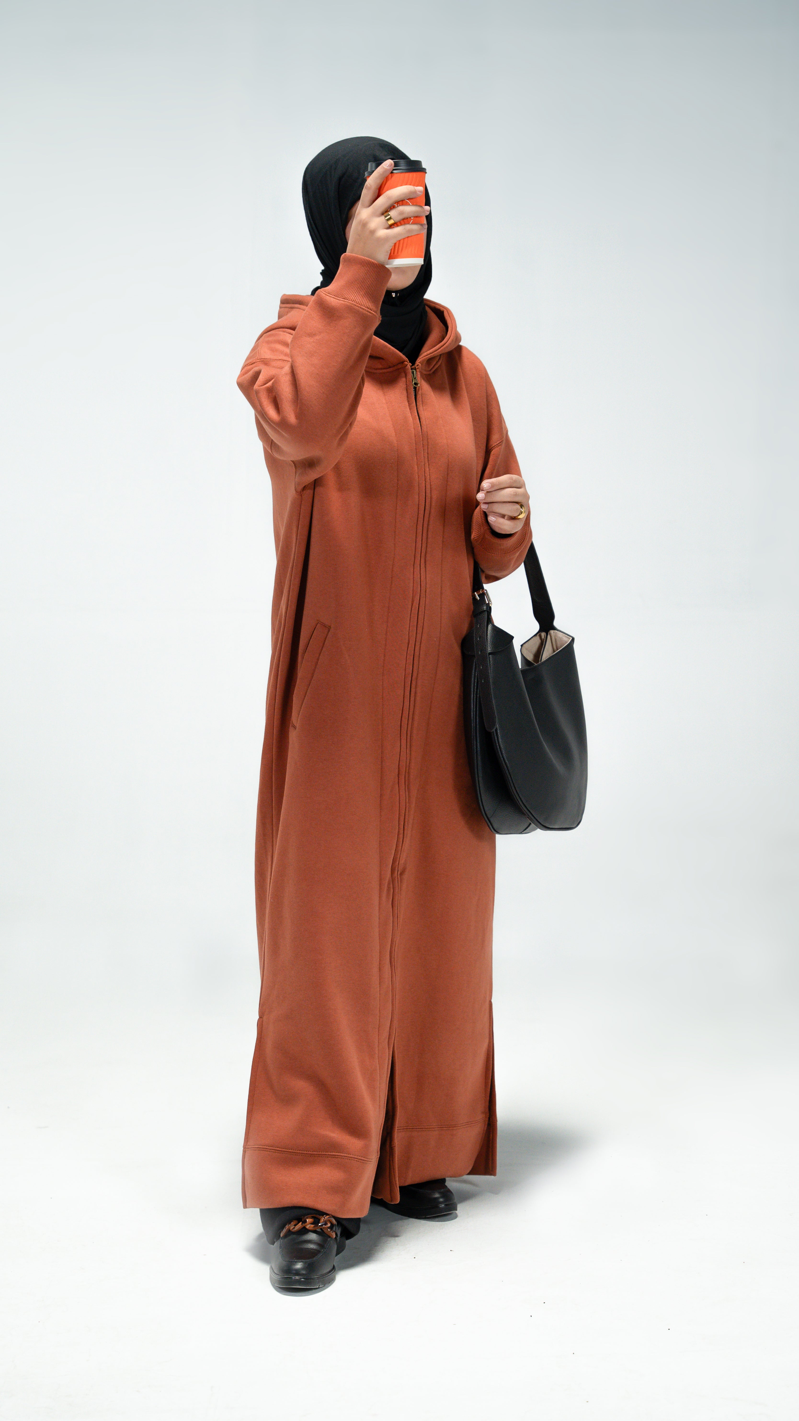 Cinnamon Zipper Hoodie Abaya – ABAA